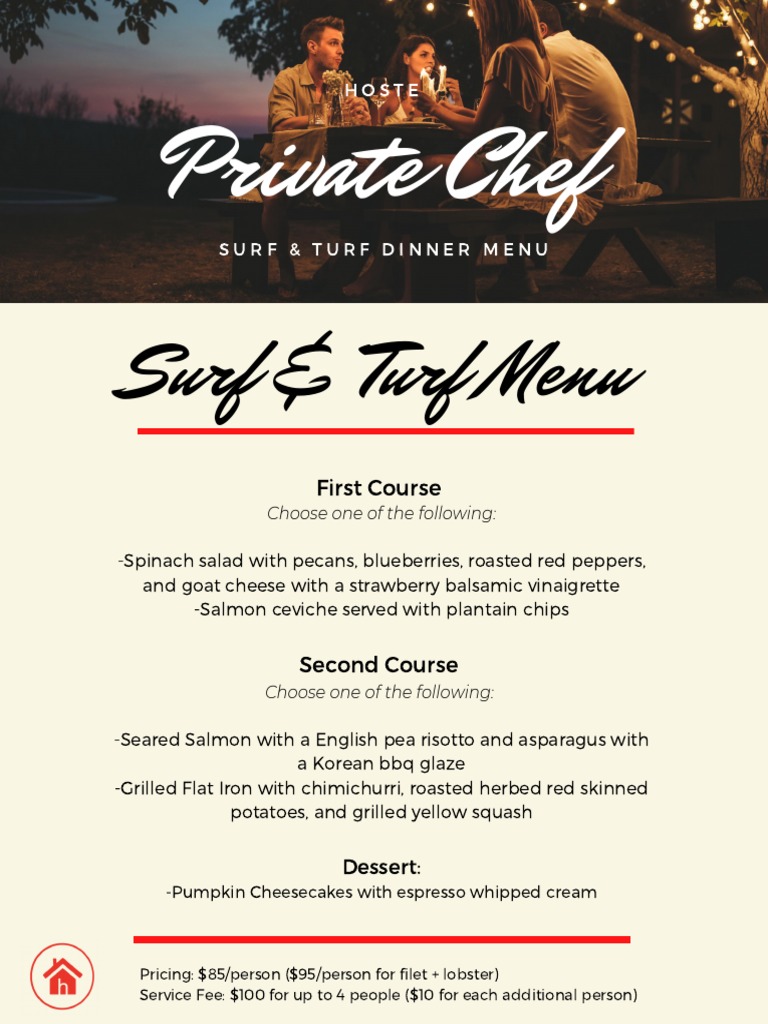 Private Chef Dinner Menu Packet PDF | PDF | French Fries | Hamburgers