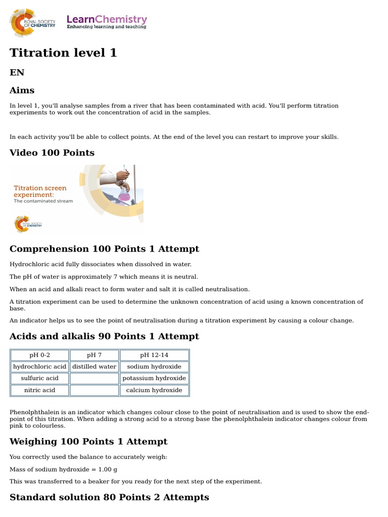 River Acid Titration Analysis | PDF | Titration | Chemistry
