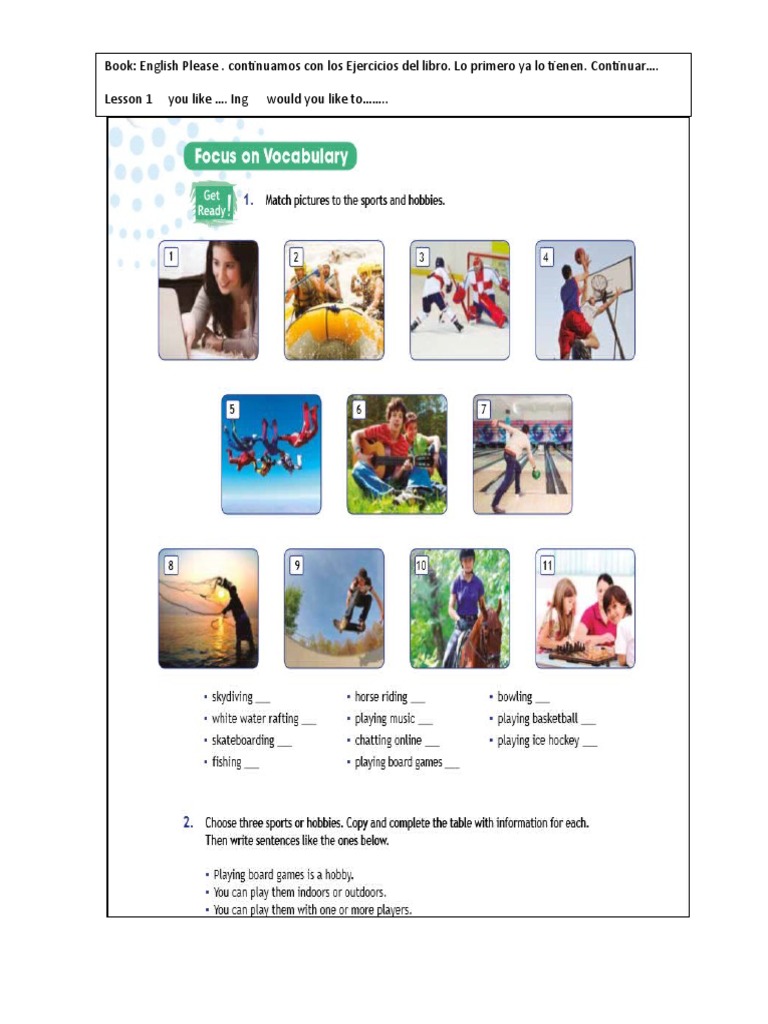 10 Book Lesson 1 Like - Woul Like | PDF