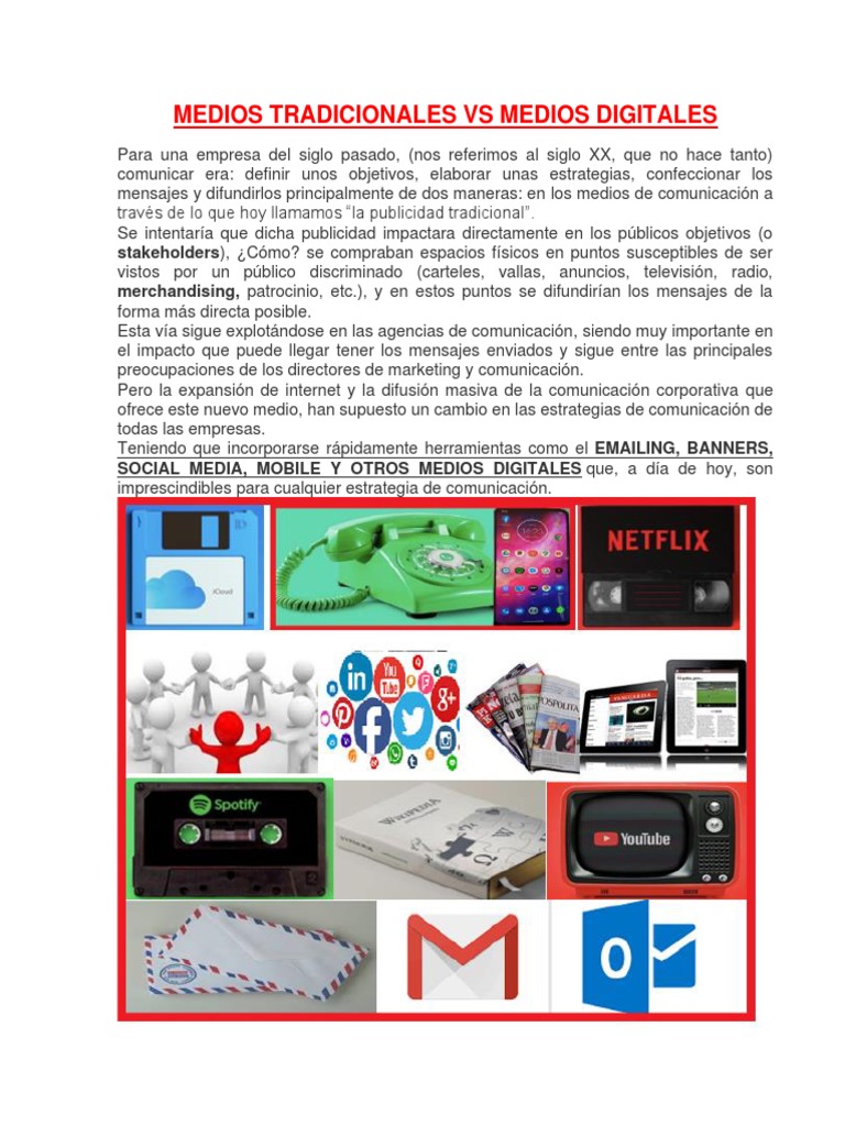 Medios Tradicionales y Digitales: Comparativa | PDF | Medios de ...