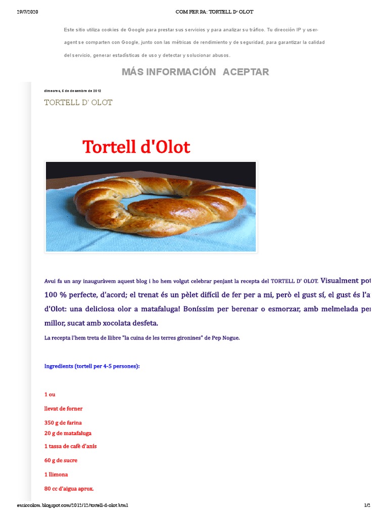 Com Fer Pa - Tortell D' Olot | PDF