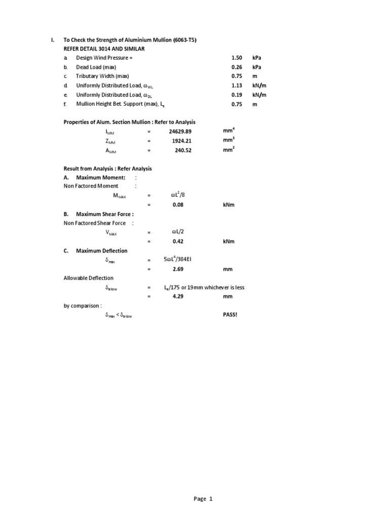 Mullion Frame Analysis | PDF | Buckling | Chemical Product Engineering