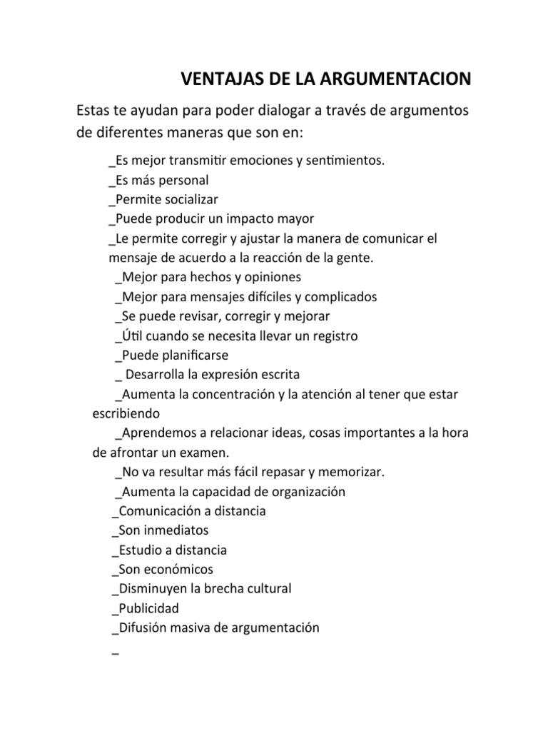 Ventajas de La Argumentacion | PDF