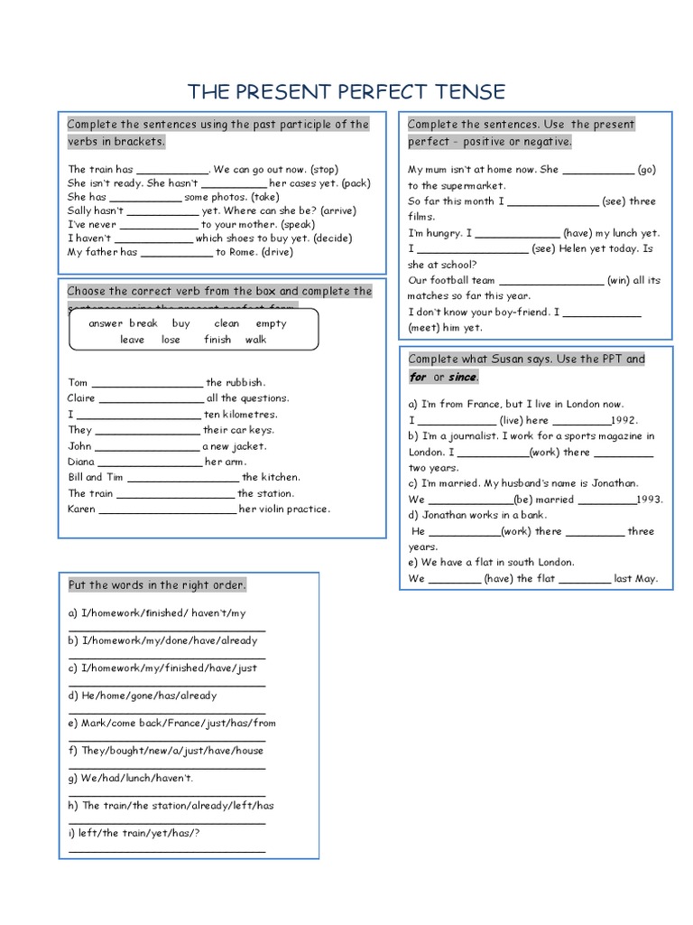 The Present Perfect Tense - 16275 | PDF | Grammatical Tense | Verb