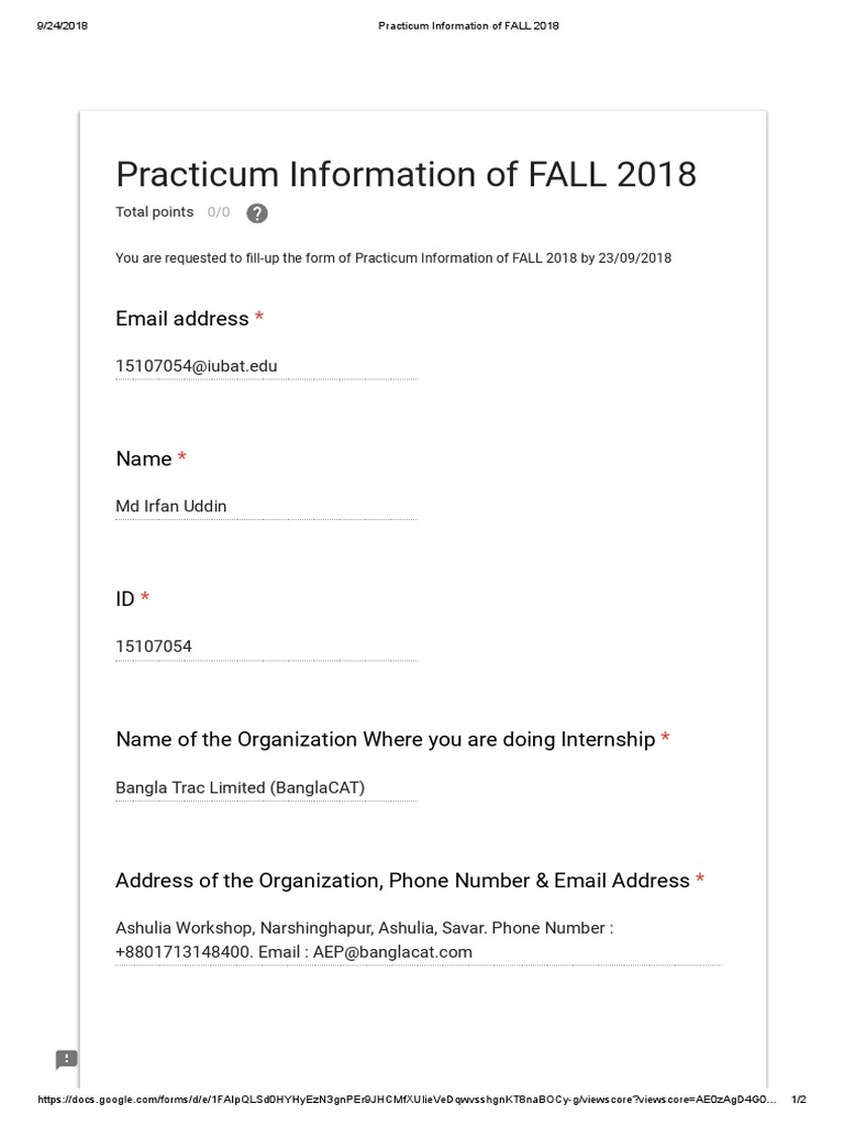 Practicum Information of FALL 2018 | PDF