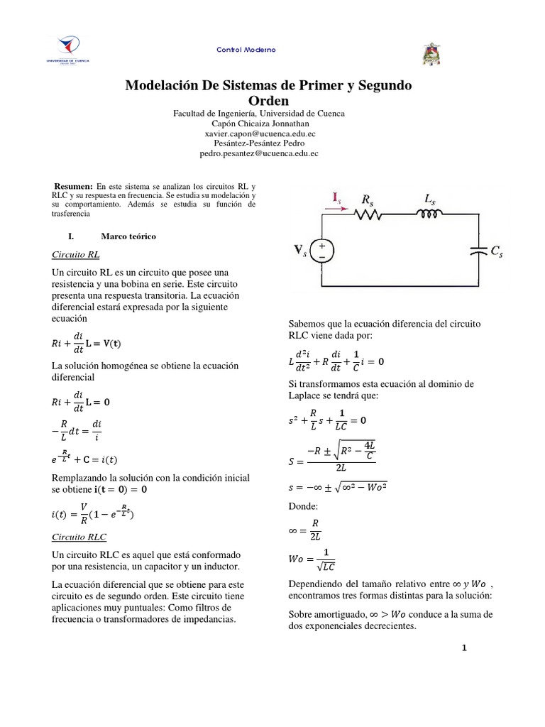 Circuitos de Primer y Segundo Orden | PDF | Oscilación | Resistencia Eléctrica y Conductancia