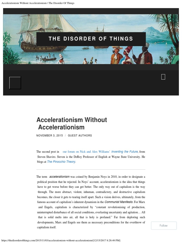 Accelerationism Without Accelerationism - The Disorder of Things | PDF ...