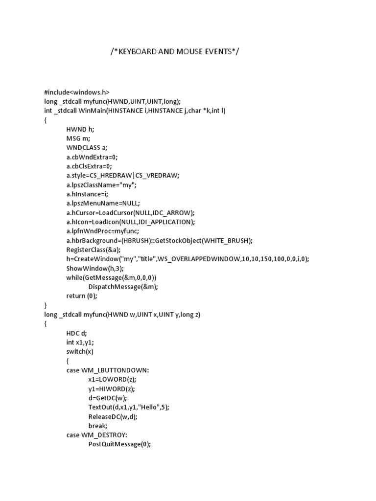 Windows GUI Mouse Event Handling | PDF | Software Engineering ...
