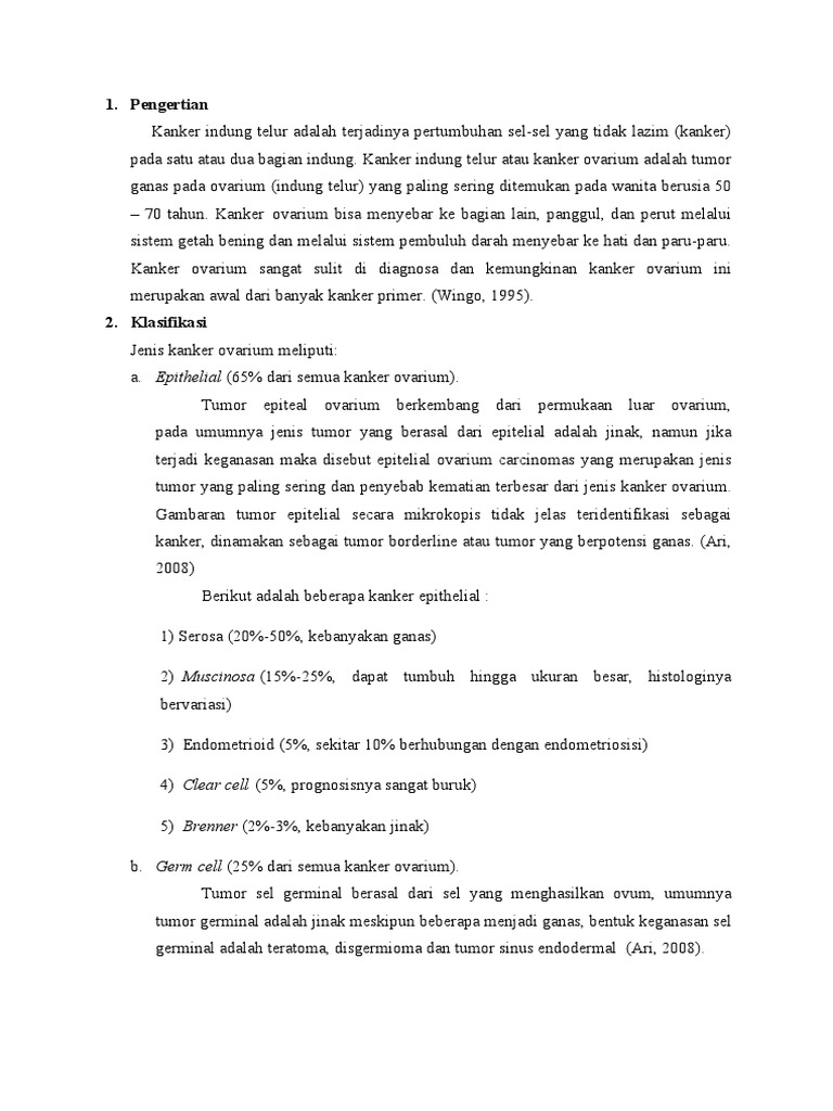 Kanker Ovarium: Gejala dan Klasifikasi | PDF