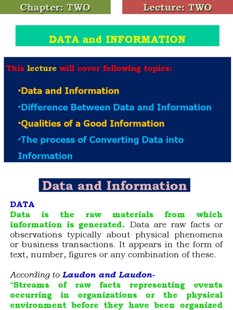 Data and Information Qualities of A Good Information | PDF | Data ...