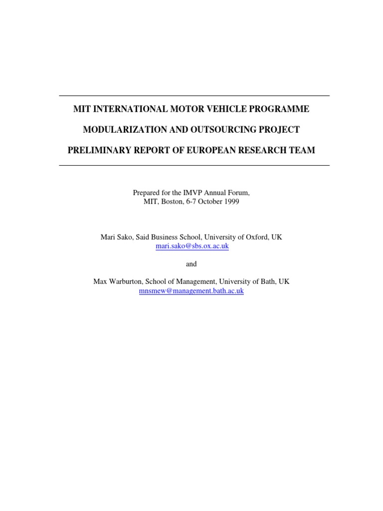 IMVP Modular - Paper | PDF | Modularity | Outsourcing