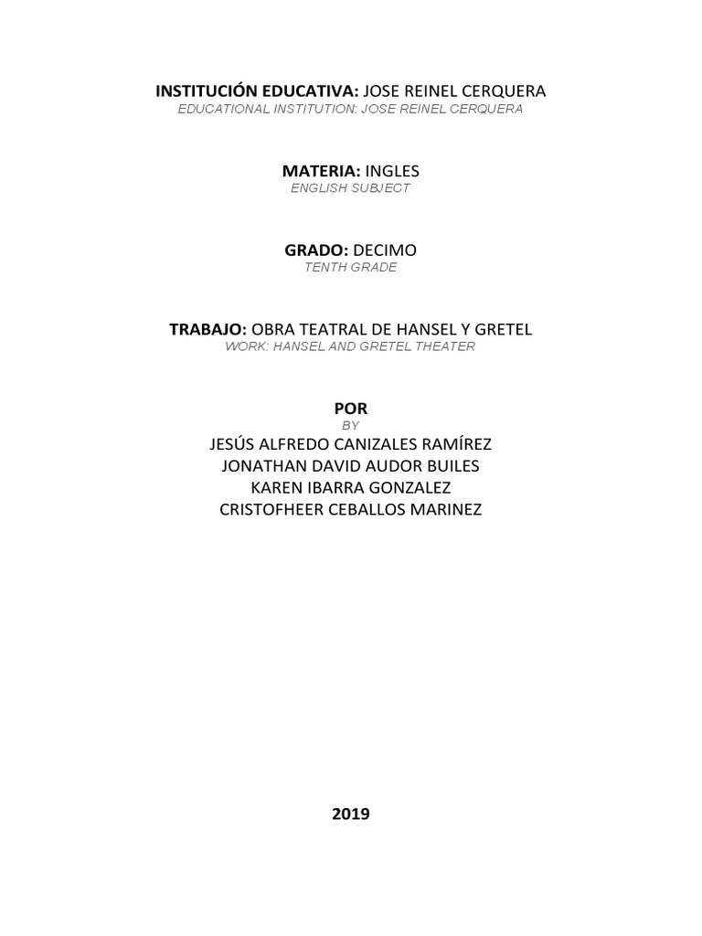 Script of Hansel and Gretel | PDF | Hansel y Gretel | Cuentos de hadas ...