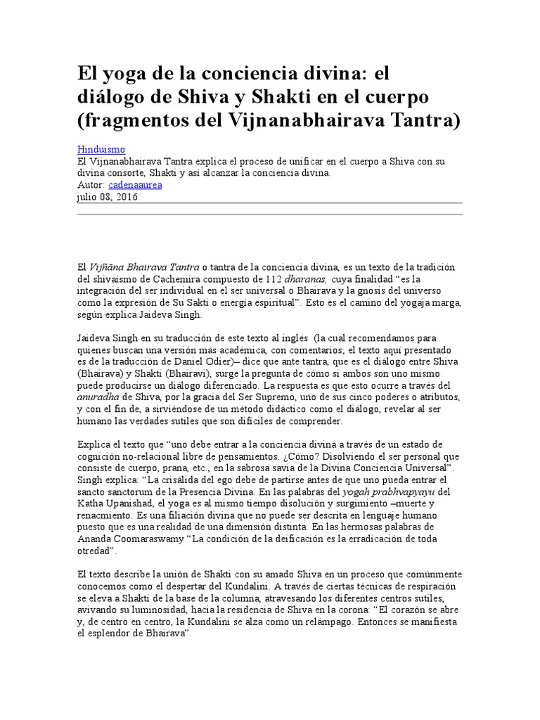 El Yoga de La Conciencia Divina | PDF | Tantra | Vajrayana