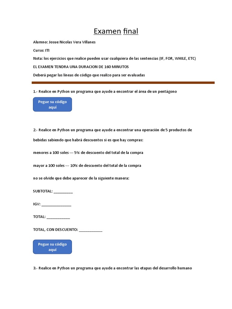 Preguntas Examen Final Python | PDF