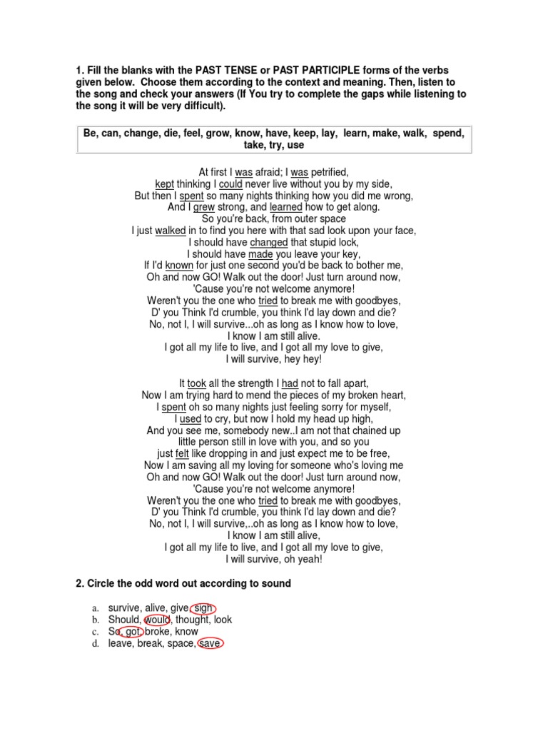 Song - I Will Survive PDF | PDF | Morphology | Language Mechanics