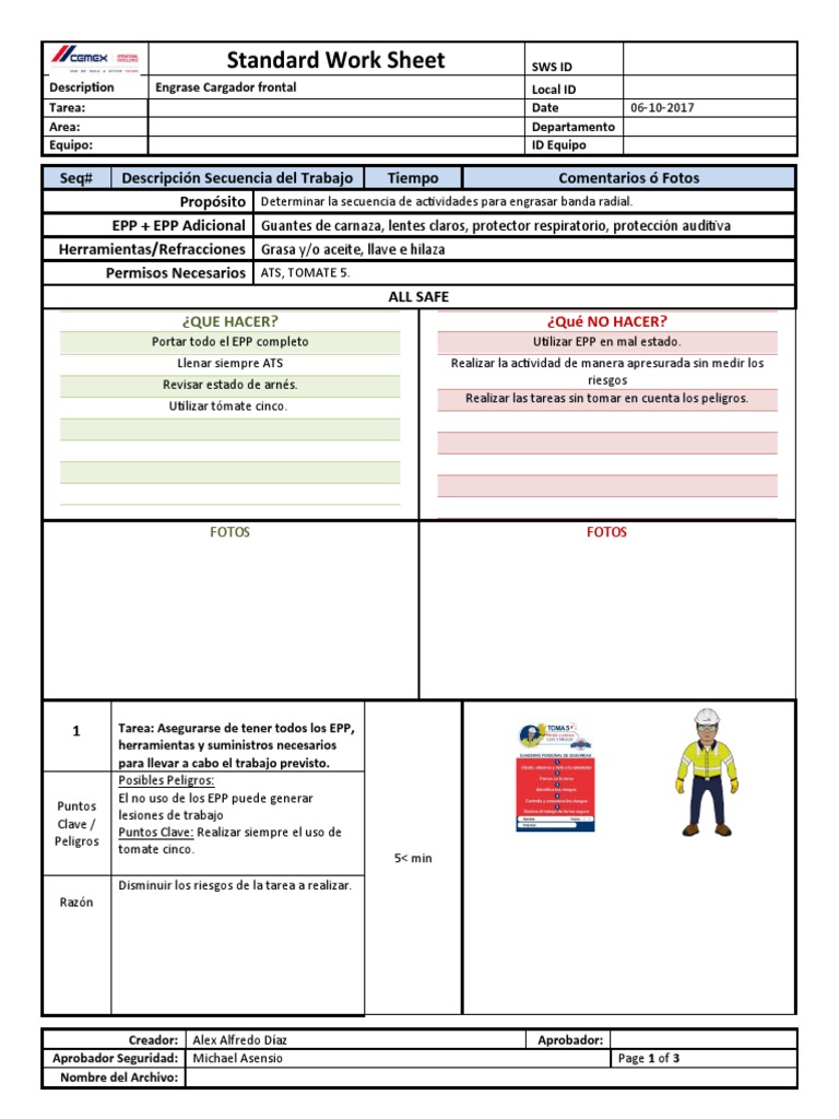 Standard Work Template SCA&C + ALL SAFE | PDF | Science | Ciencia y ...