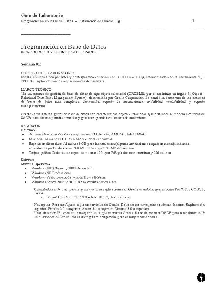 S1 Instalación De Oracle 11g Pdf Software De Gestión De Datos