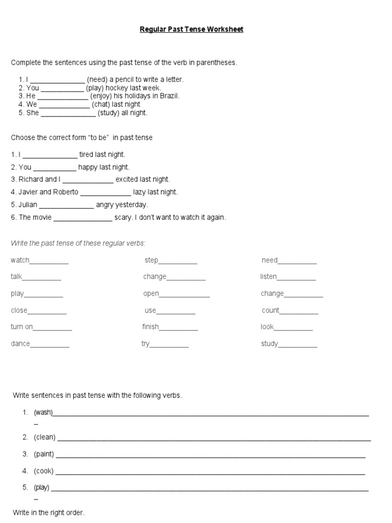 Regular Past Tense Worksheet | PDF