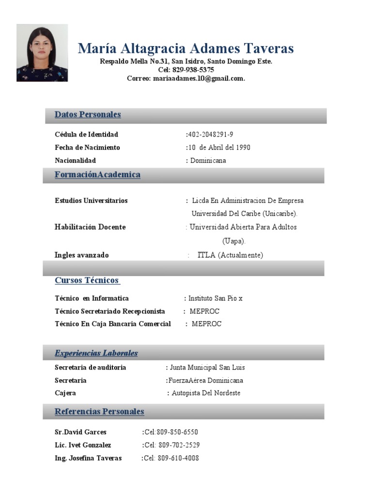 Currículum de María A. Adames | PDF