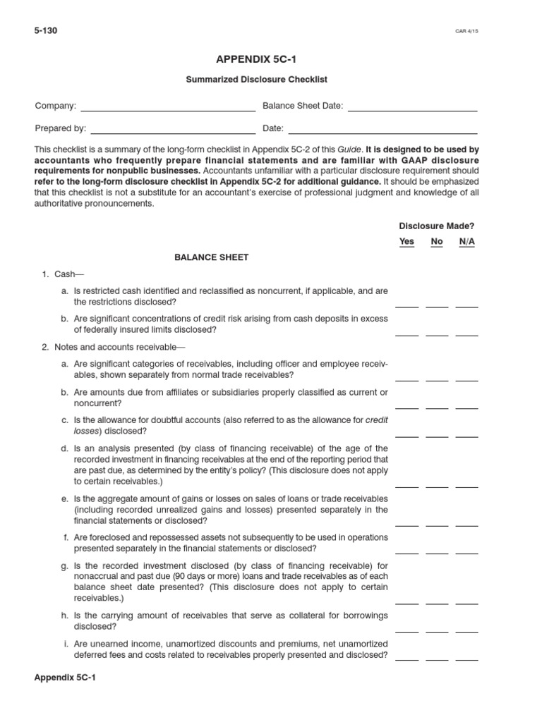Appendic 5C-1 - Summarized Disclosure Checklist | PDF | Income ...
