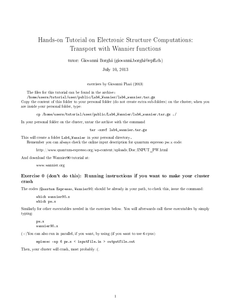 Wannier Tutorial PDF | PDF | Electronic Band Structure | Directory (Computing)