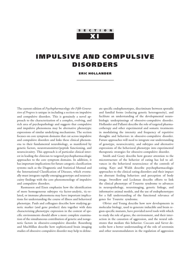 Impulsiveandcompulsive Disorders: Tion of Progress Is Unique in ...
