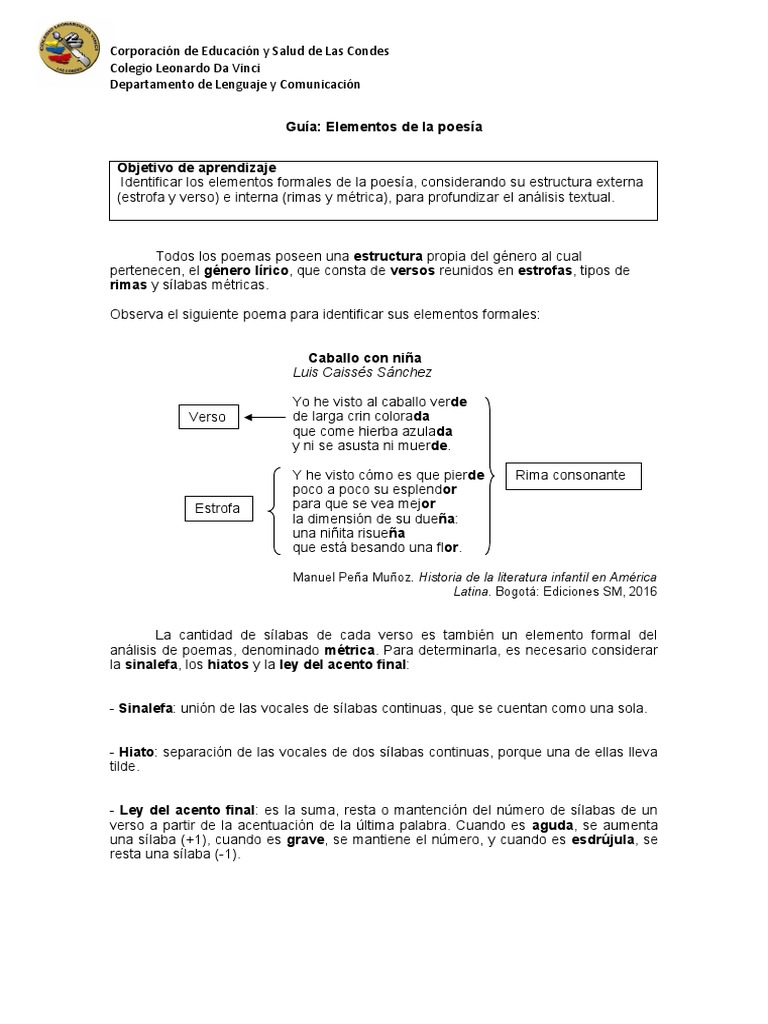 Guia Elementos Del Poema 6º | PDF | Metro (poesía) | Rima