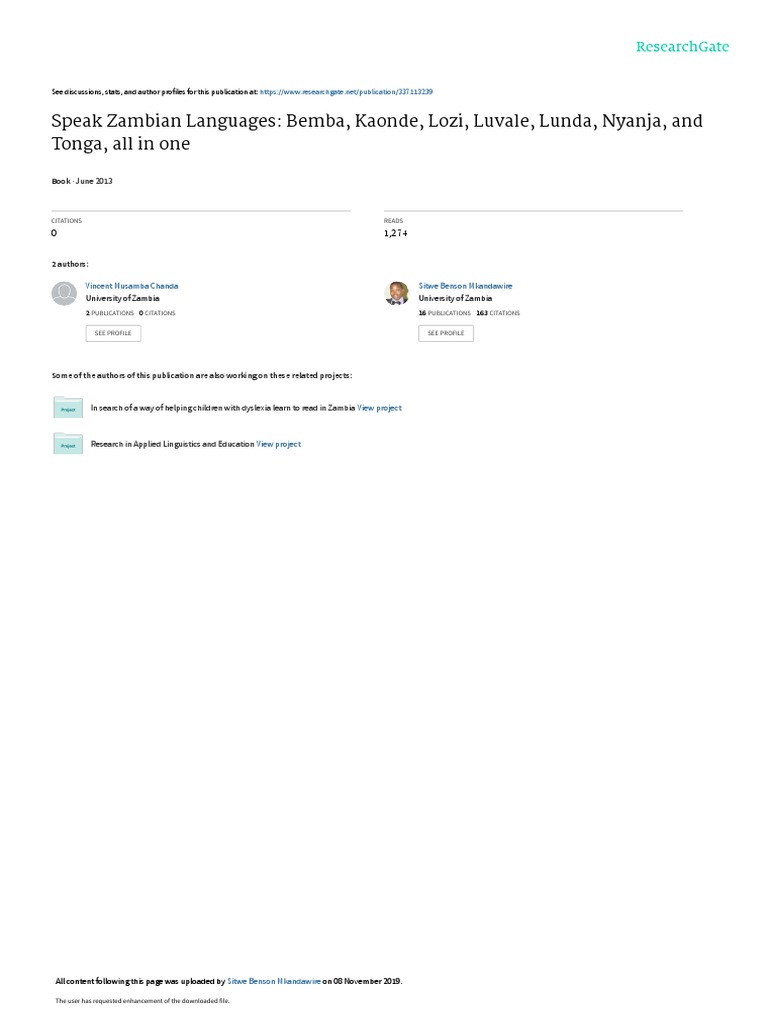 Speak Zambian Languages: Bemba, Kaonde, Lozi, Luvale, Lunda, Nyanja ...