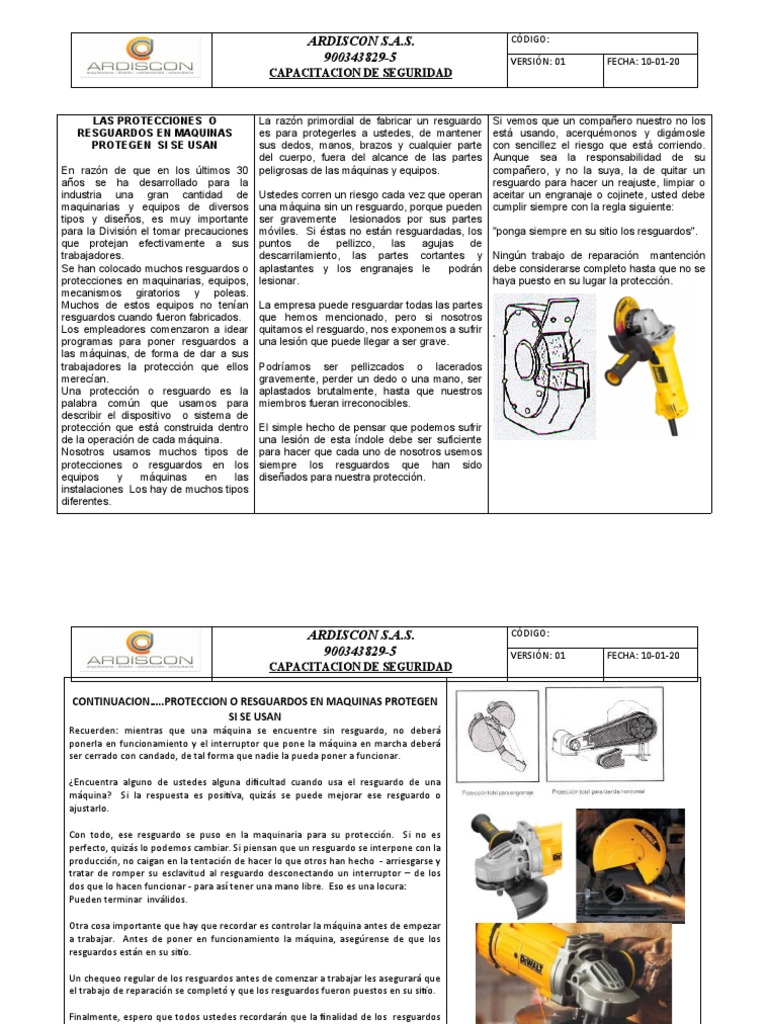 Las Protecciones o Resguardos en Maquinas Protegen Si Se Usan | PDF ...