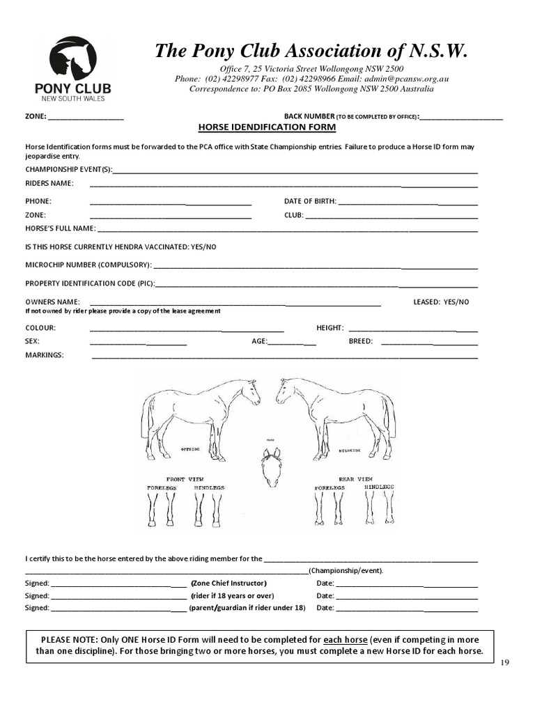 Horse Id Form | PDF | Horses | Animal Breeding