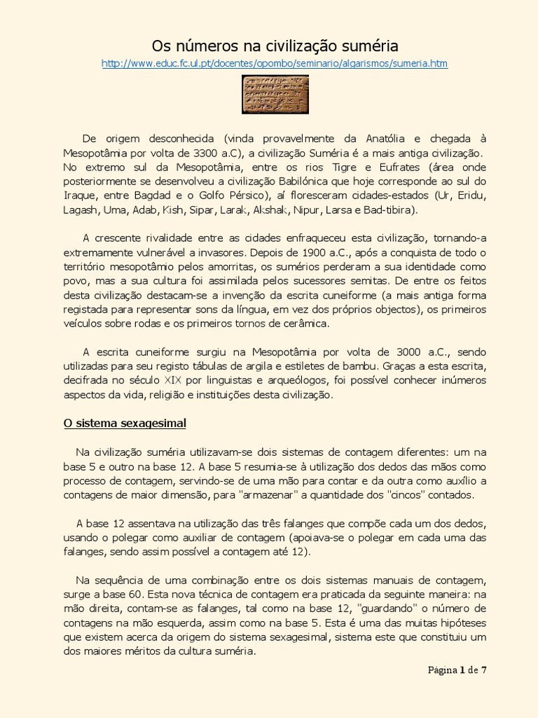 Os Números Na Civilização Suméria | PDF | Suméria | Mesopotâmia