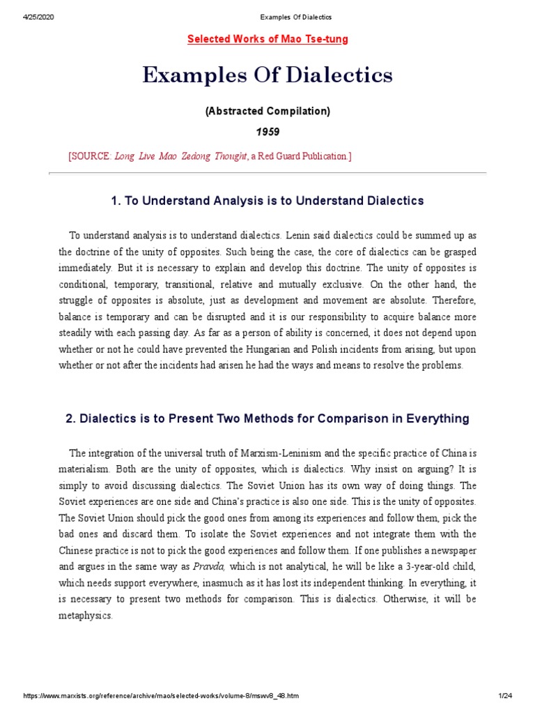 Examples of Dialectics - Mao | PDF | Marxism | Communism