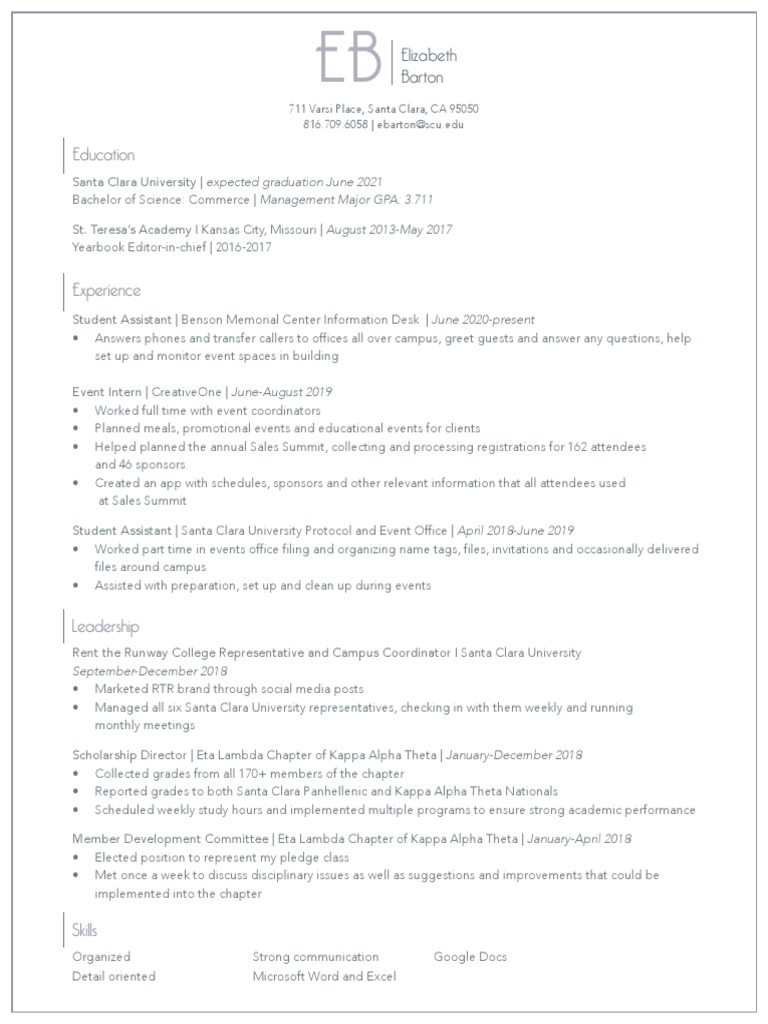 Eb Resume-August 2020 | PDF | Communication | Computing And Information Technology