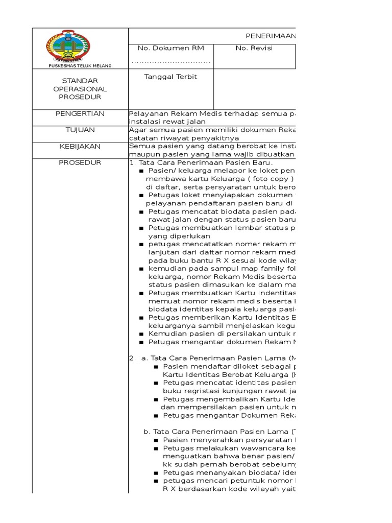 Contoh Sederhana Sop Rawat Jalan Puskesmas | PDF