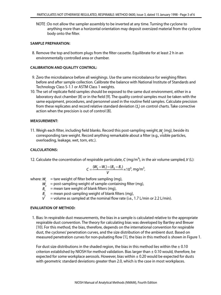 Niosh 0600 - 3 | PDF | Weight | Particulates