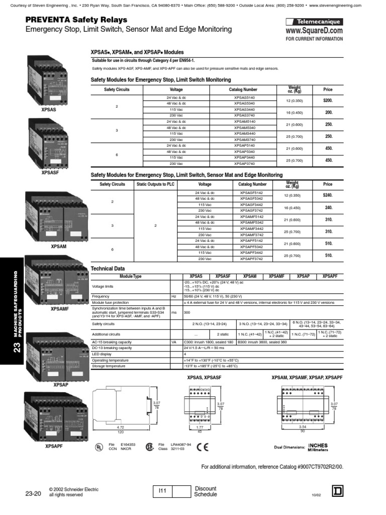 PREVENTA Safety Relays Emergency Stop, Limit Switch, Sensor Mat and ...
