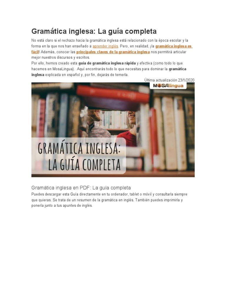 Guía Completa de Gramática Inglesa | PDF