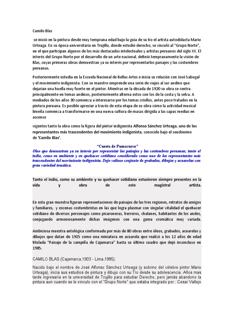 Camilo Blas | PDF | Perú | Pinturas