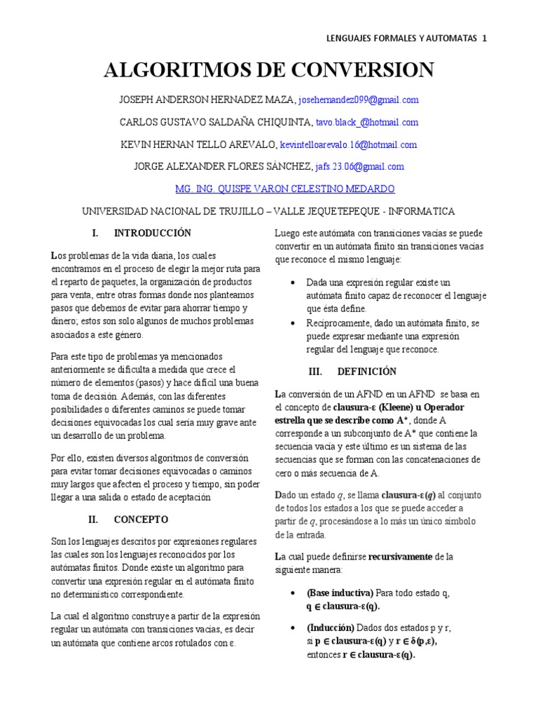 Algoritmos de Conversion (Afnd-Afd) | PDF | Modelos de computación ...