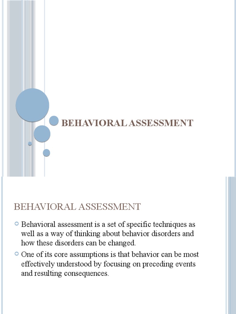 4 Behavioral Assessment | PDF | Psychophysiology | Self Report Study