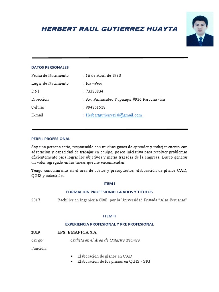 CV - HERBERT GUTIERREZ Ing | PDF | Perú | Informática y tecnología de ...