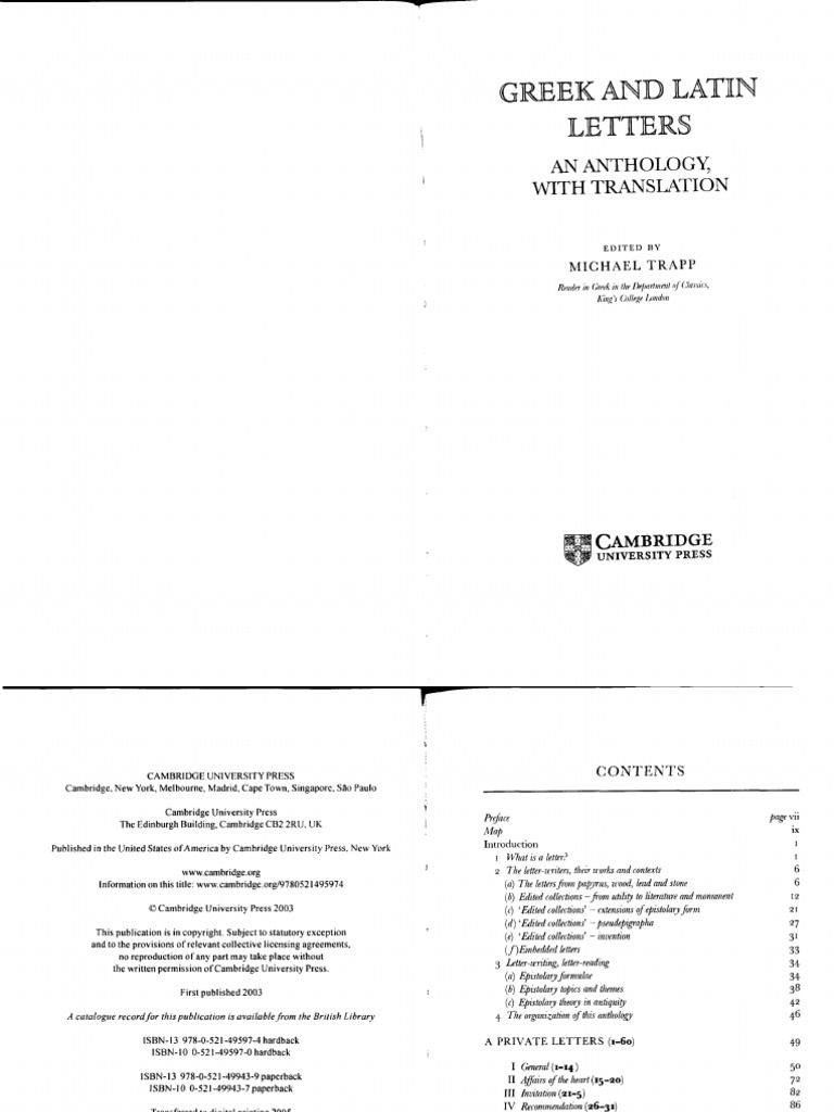 Greek and Latin Letters: An Anthology, With Translation | PDF