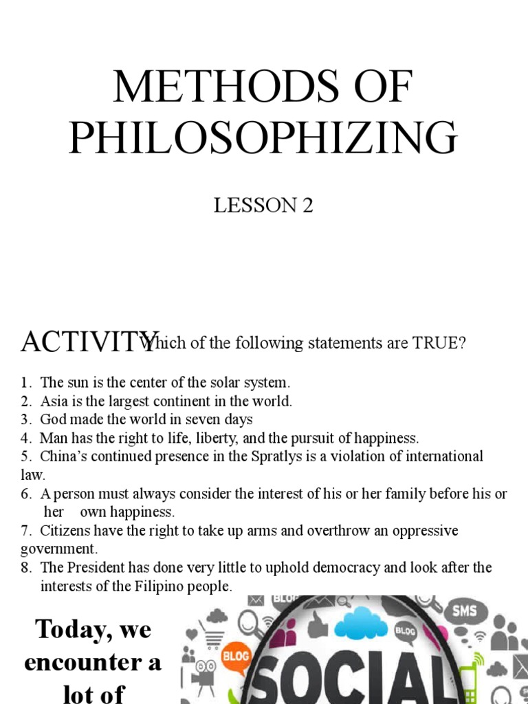 Methods of Philosophizing: Lesson 2 | PDF | Truth | Idea