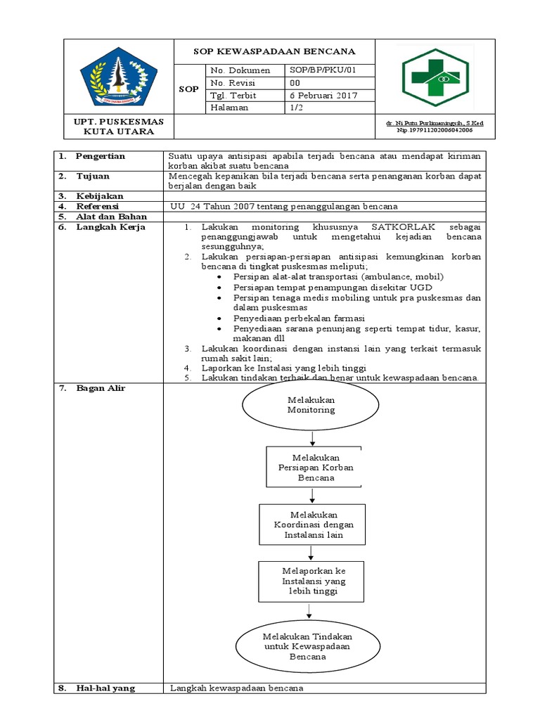 Sop Kewaspadaan Bencana | PDF