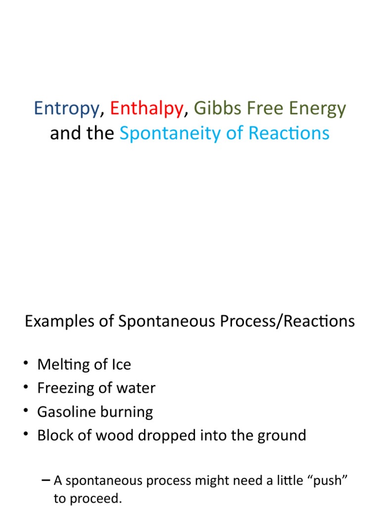 Entropy, Enthalpy, Gibbs Free Energy | PDF | Entropy | Gibbs Free Energy