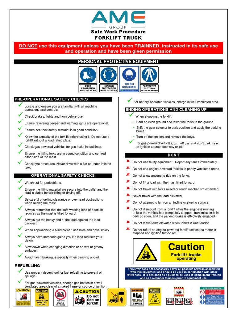 Forklift Safety: Proper Procedures and Precautions for Operation | PDF ...