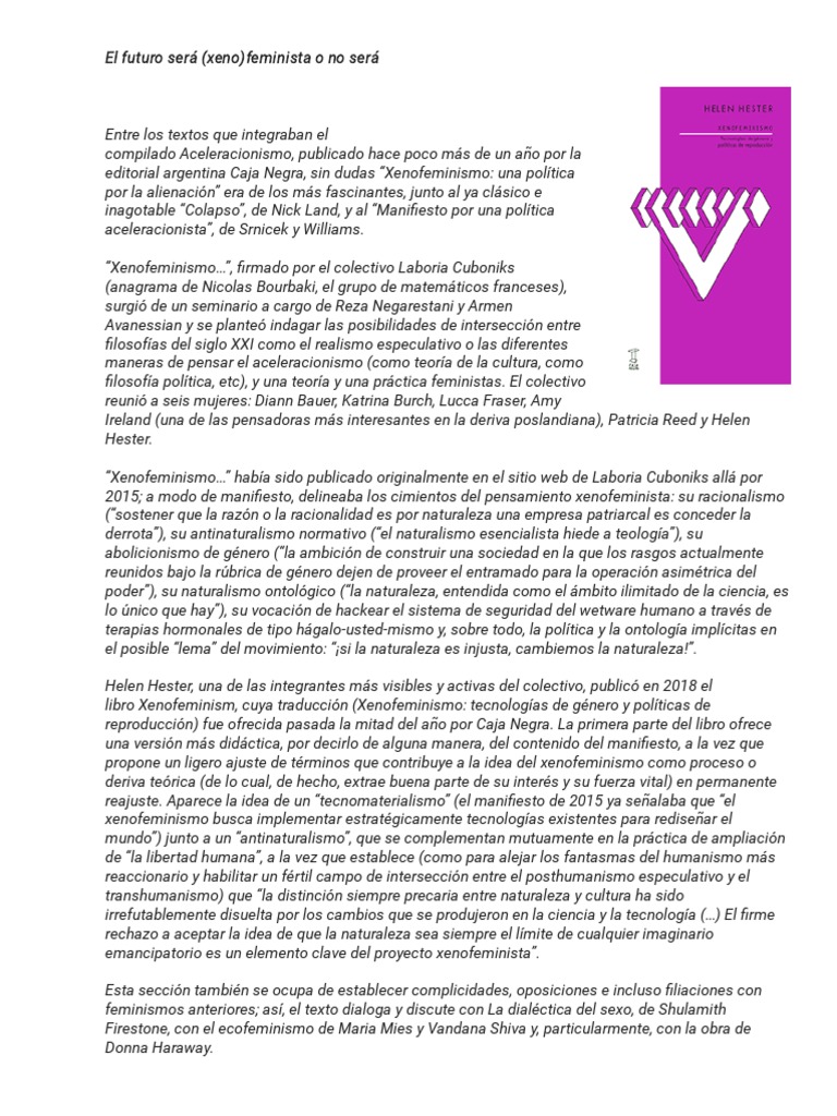 Xenofeminismo Helen Hester | PDF | Transhumanismo | Movimientos filosóficos