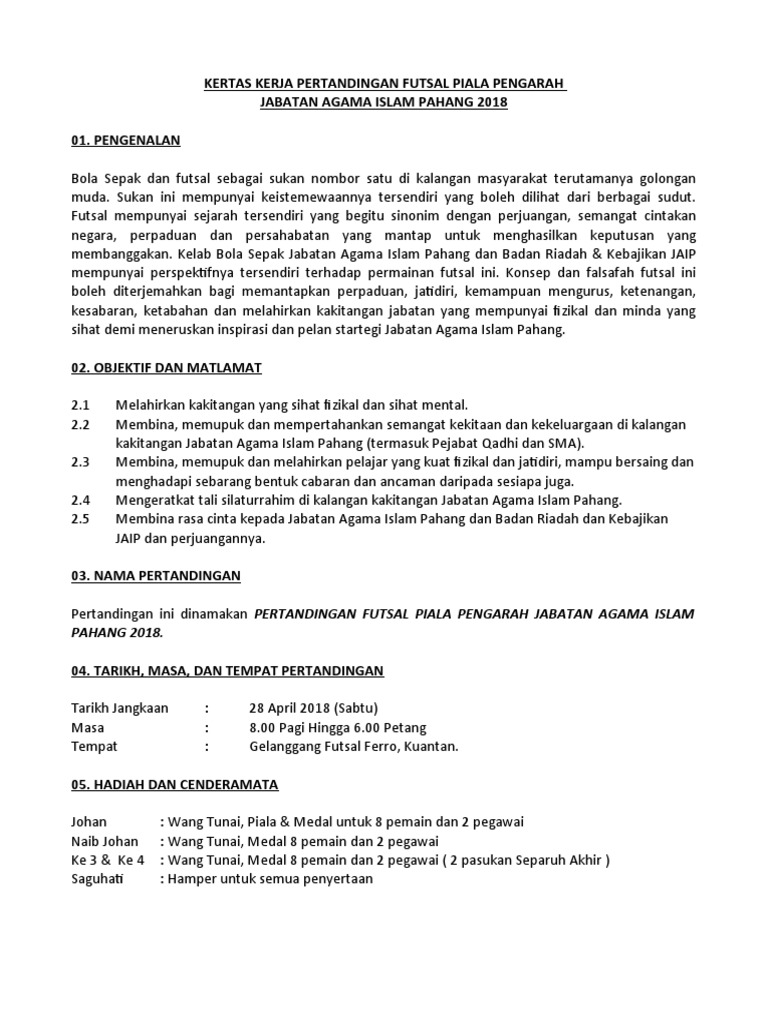 Kertas Kerja Program Futsal | PDF