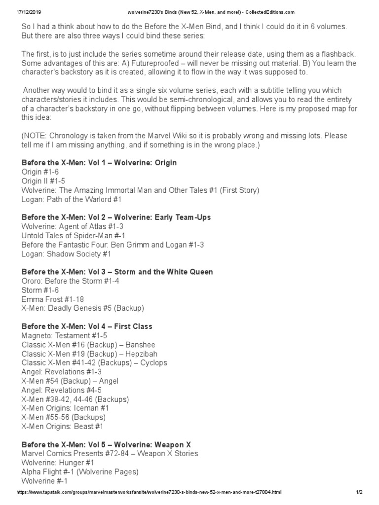 Wolverine Reading Order | PDF | Marvel Entertainment | Marvel Comics ...