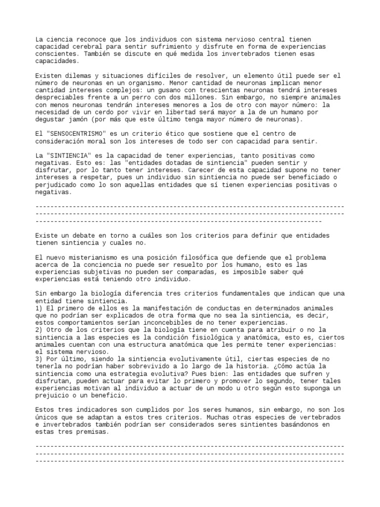 Sintiencia y Sensocentrismo | PDF | Teorías filosóficas | Metafísica de ...